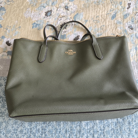 Coach | Bags | Coach Olive Green Leather Tote Bag | Poshmark
